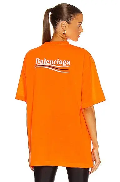Balenciaga Large Fit T Shirt In Orange In Fluo Orange & White - 40